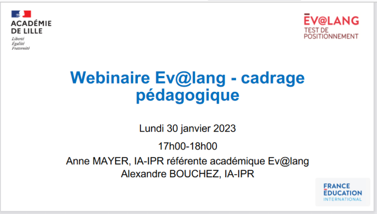 Diaporama du webinaire académique sur Ev@lang – Site disciplinaire d'Anglais