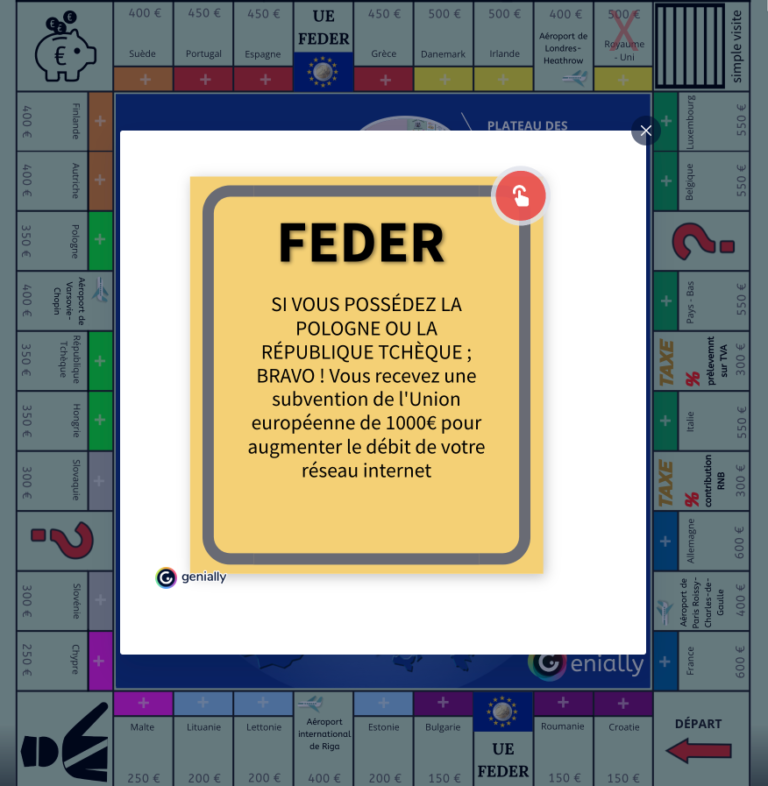 Monopoly quiz (Genially) Union européenne – Histoire et Géographie