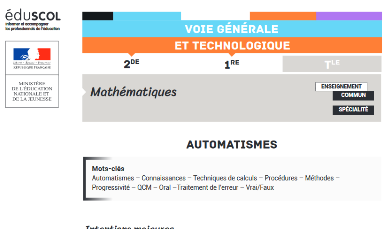 Plans Maths – Mathématiques